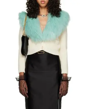 Gucci Detachable Faux-fur Collar Cardigan - Nude