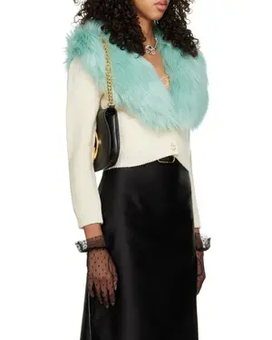 Gucci Detachable Faux-fur Collar Cardigan - Nude