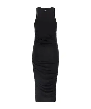 Elisabetta Franchi Logo Embroidered Sleeveless Midi Dress - Black