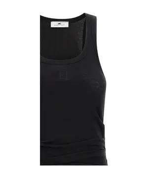 Elisabetta Franchi Logo Embroidered Sleeveless Midi Dress - Black