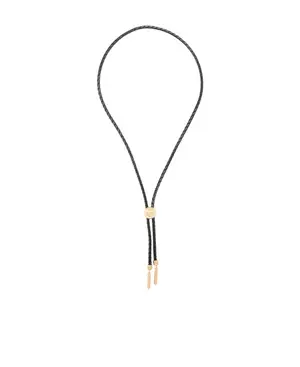 Versace Medusa Charm Braided Leather Necklace - Black