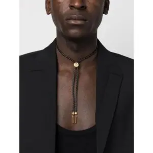 Versace Medusa Charm Braided Leather Necklace