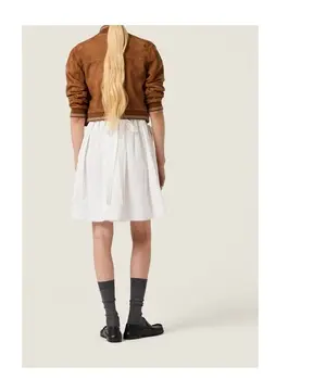 Miu Miu Cropped Button-up Blouson Jacket With Knitted Collar And Embossed Logo