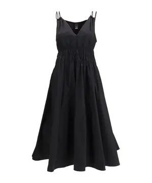 Pinko Shirred A-line Dress With V-neck And Thin Straps