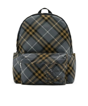 Burberry Classic Checked Backpack With Equestrian Knight Design - Black