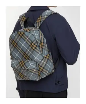 Burberry Classic Checked Backpack With Equestrian Knight Design - Black