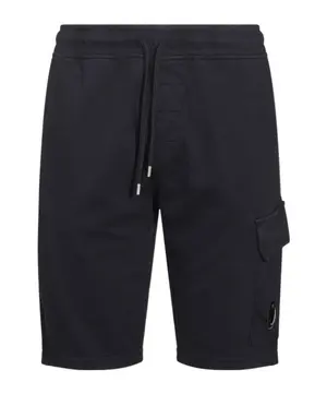 C.P. COMPANY Light Fleece Cargo Shorts With Lens Detail - Total Eclipse