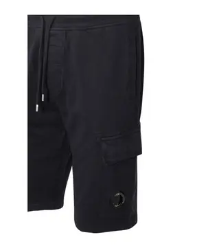C.P. COMPANY Light Fleece Cargo Shorts With Lens Detail - Total Eclipse