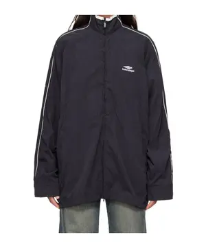Balenciaga 3b Sports Icon Embroidered Zip-up Jacket - Black
