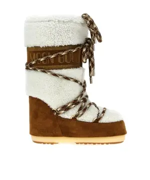 Moon Boot Shearling Lace-up Boots - Brown