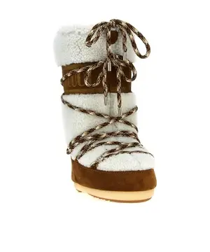 Moon Boot Shearling Lace-up Boots - Brown