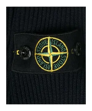 Stone Island Round Neck Sweater With Logo Patches - Black