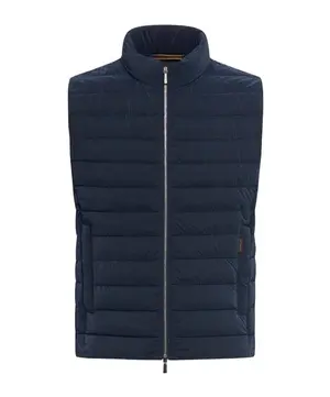 MOORER Quilted Stand Collar Cotton Zip-up Vest - Black