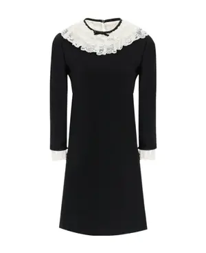 Miu Miu Lace Trimmed Mini Dress - Black