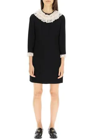 Miu Miu Lace Trimmed Mini Dress
