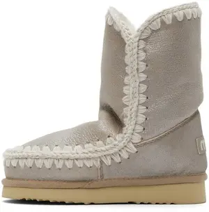 Mou Stitch Detailed Logo Patch Snow Boots - Nude