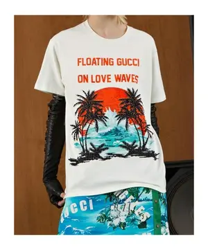 Gucci Sequined Slogan Print T-shirt