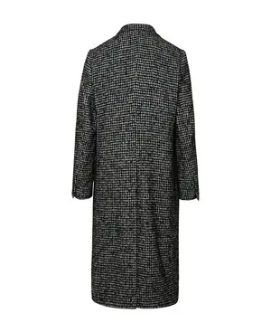 Dolce & Gabbana Double Breasted Houndstooth Coat - Black