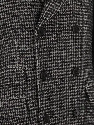 Dolce & Gabbana Double Breasted Houndstooth Coat - Black