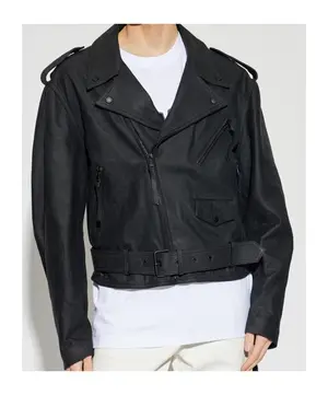 Balmain Zip-up Leather Jacket With Buckle Detail