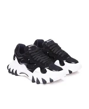 Balmain B-east Leather, Suede, And Mesh Trainers - Black