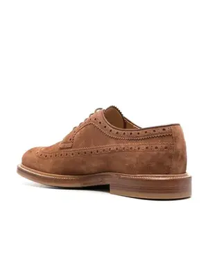 Brunello Cucinelli Round Toe Lace-up Perforated Suede Brogues