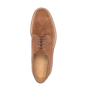 Brunello Cucinelli Round Toe Lace-up Perforated Suede Brogues