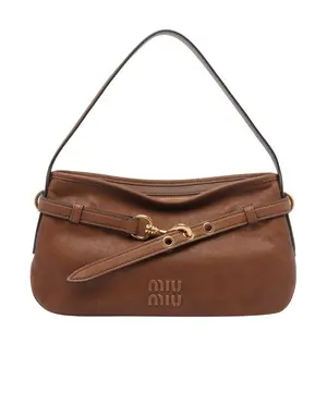 Miu Miu Logo Detail Shoulder Bag - Brown