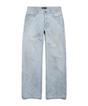 Balenciaga Distressed Relaxed Fit Jeans - Light Blue