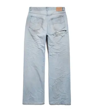 Balenciaga Distressed Relaxed Fit Jeans - Light Blue