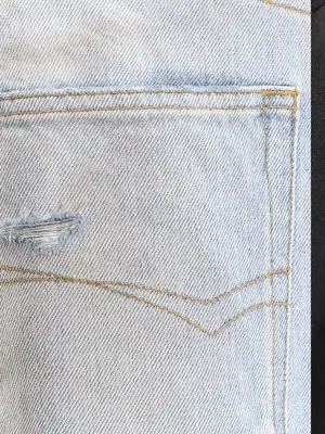 Balenciaga Distressed Relaxed Fit Jeans - Light Blue