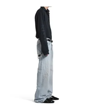 Balenciaga Distressed Relaxed Fit Jeans - Light Blue