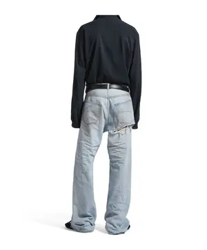 Balenciaga Distressed Relaxed Fit Jeans - Light Blue