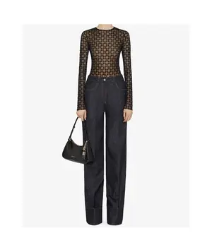 Givenchy Monogrammed Sheer Long-sleeve Top