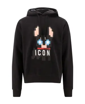 Dsquared2 Graphic Print Drawstring Hoodie - Black