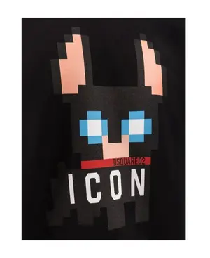Dsquared2 Graphic Print Drawstring Hoodie - Black