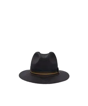Max Mara Logo Plaque Panama Hat - Black