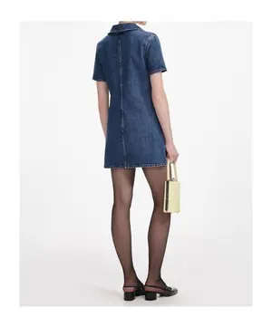 SELF-PORTRAIT V-neck Denim Dress With Pockets