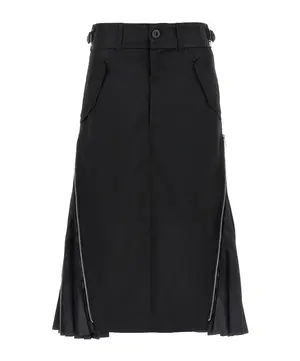 Sacai Zip Detailed Pleated Skirt