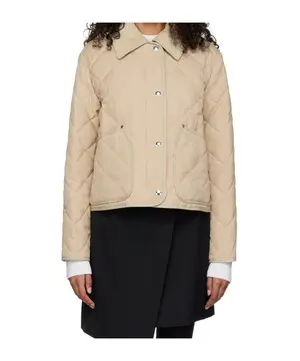 Burberry Cropped Quilted Jacket With Embroidered Logo - No