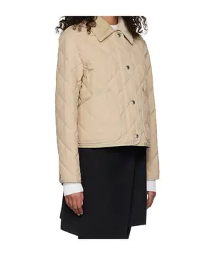 Burberry Cropped Quilted Jacket With Embroidered Logo - No