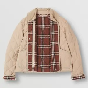 Burberry Cropped Quilted Jacket With Embroidered Logo - No