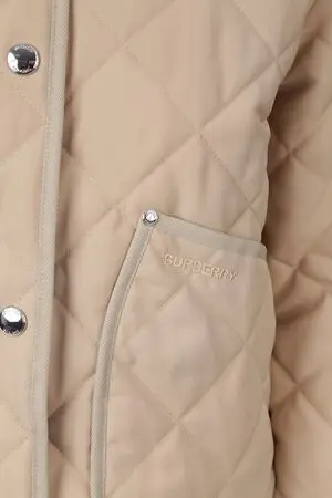 Burberry Cropped Quilted Jacket With Embroidered Logo