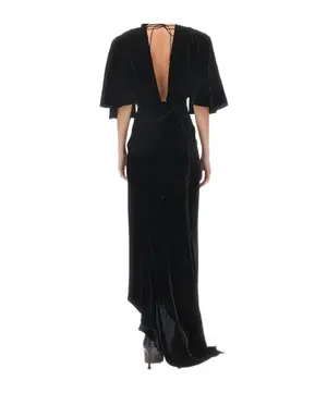 Roberto Cavalli Short Sleeve V-neck Gown