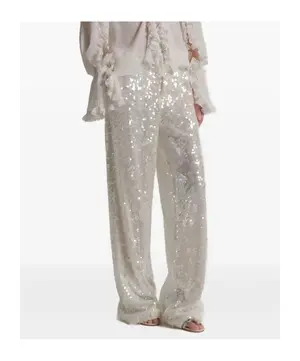 Alberta Ferretti Straight-leg Sequin Embellished Trousers - Ivory