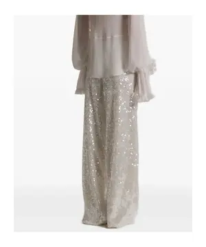 Alberta Ferretti Straight-leg Sequin Embellished Trousers - Ivory