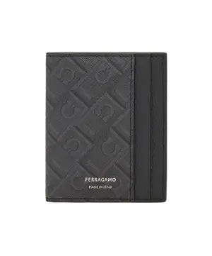 FERRAGAMO Monogram Card Holder Wallet - Black/grey