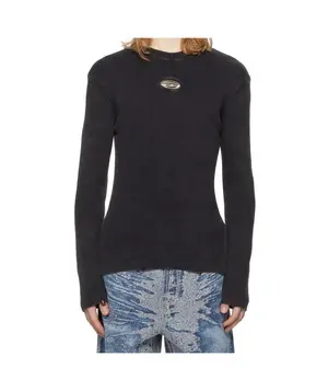 DIESEL® Distressed Cut-out Logo Jumper - Black