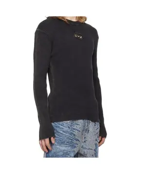 DIESEL® Distressed Cut-out Logo Jumper - Black