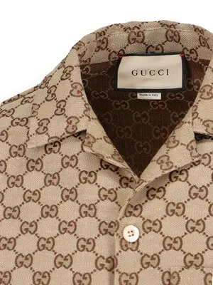 Gucci Gg Supreme Oversized Shirt - Camel/ebony